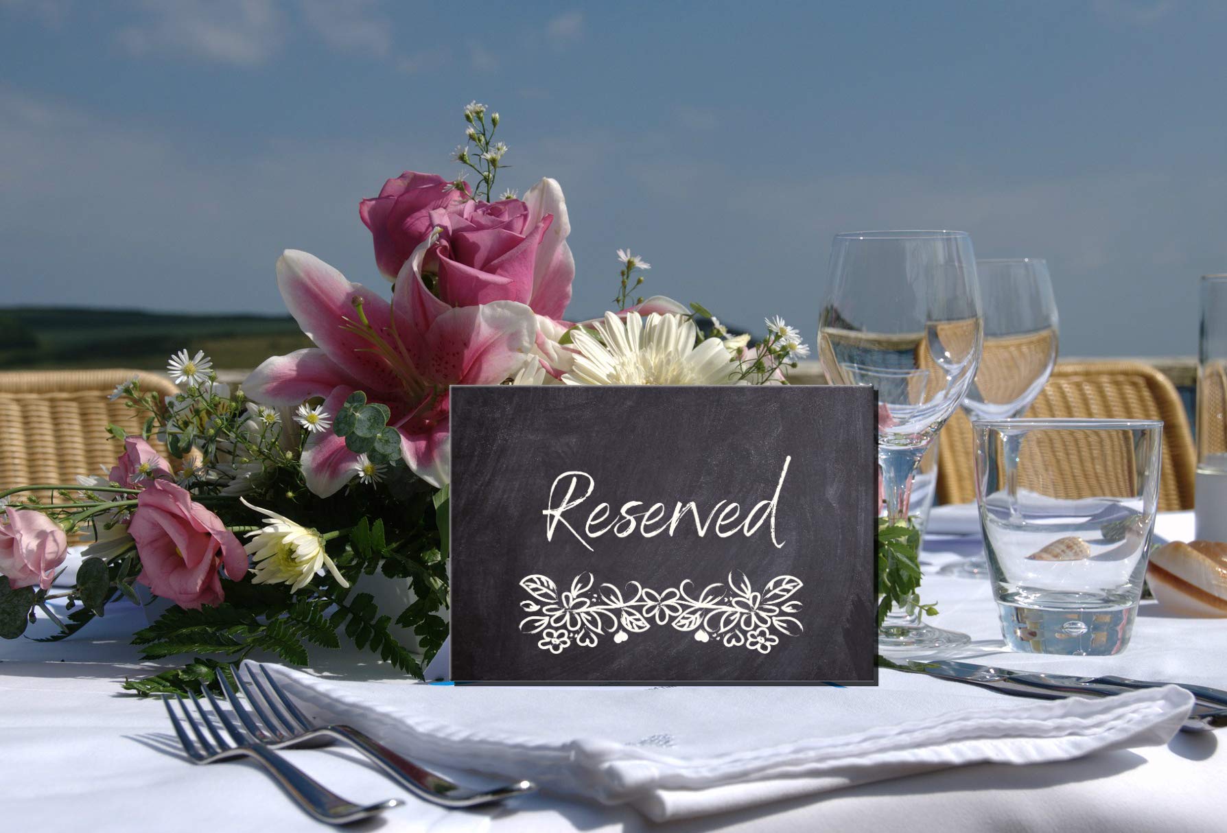 15 Reserved Signs for Tables Wedding Reception | Reserved Table Cards | Table Setting Cards |Vintage Chalk Design | 4 x 6 Double Sided Print | Party Events