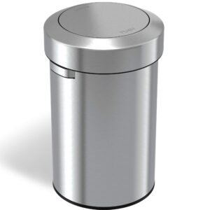 itouchless titan 17 gallon swing open trash can, stainless steel self-balance flip top lid commercial grade 64 liter garbage can is perfect for business, restaurant, office and kitchen