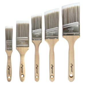 magimate paint brushes set, sash brushes, soft tapered filament, wood stain brushes for walls, cabinets and fences pack of 5