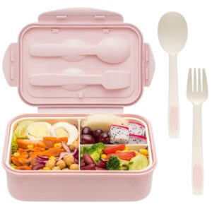 lovina bento boxes for adults - 1100 ml bento lunch box for kids childrens with spoon & fork - durable for on-the-go meal, bpa-free and food-safe materials