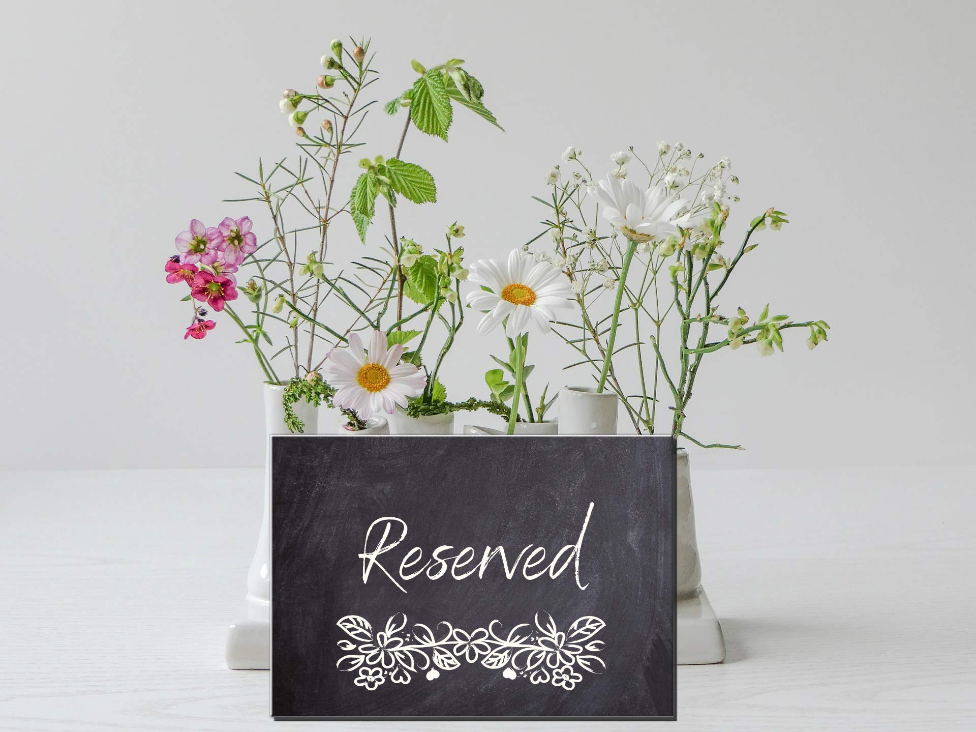 15 Reserved Signs for Tables Wedding Reception | Reserved Table Cards | Table Setting Cards |Vintage Chalk Design | 4 x 6 Double Sided Print | Party Events