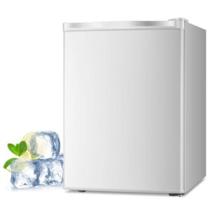 joy pebble free standing upright freezer with removable shelf, adjustable thermostat, compact reversible single door vertical freezers for home/hotel/apartment/office (2.1 cu.ft, white)