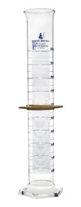 eisco graduated cylinder, 2000ml - astm, class a tolerance ±6.00ml - protective collar, hexagonal base - blue graduations - borosilicate 3.3 glass