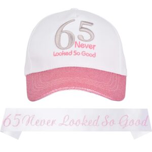 meant2tobe 65th birthday gifts for women, 65th birthday decorations for women, 65th birthday baseball cap,65 birthday sash, 65th birthday, 65th birthday party supplies gifts and decorations