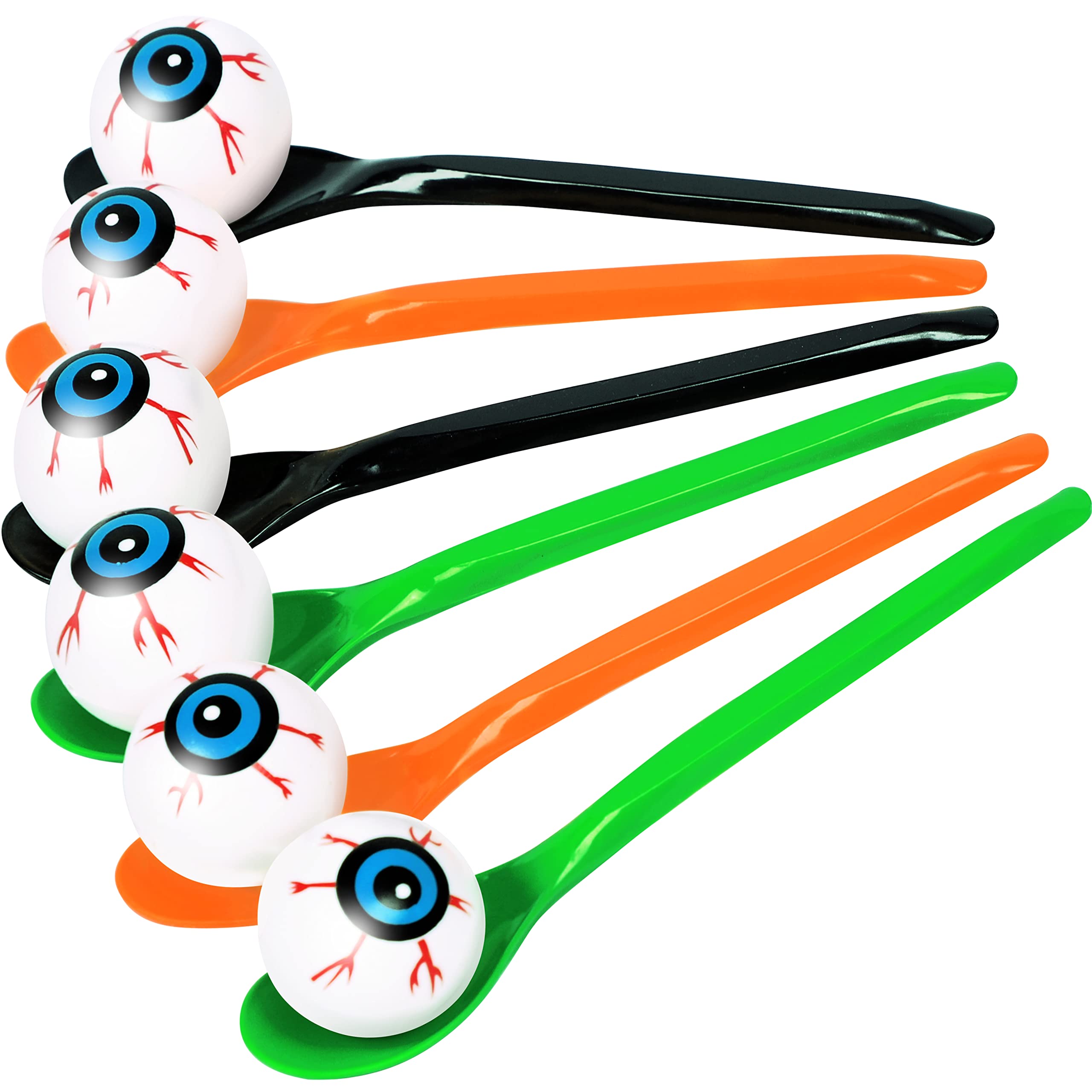 24 Packs Halloween Game Eyeball Spoon Relay Race Toy Set- Indoor Outdoor Party Supplies Decorations