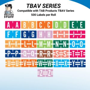 Doctor Stuff - File Folder Labels, Alphabet Letter B, TAB Products - TBAV Series Compatible Alpha Stickers, Fluorescent Orange, 1/2" x 1”, 500/Roll