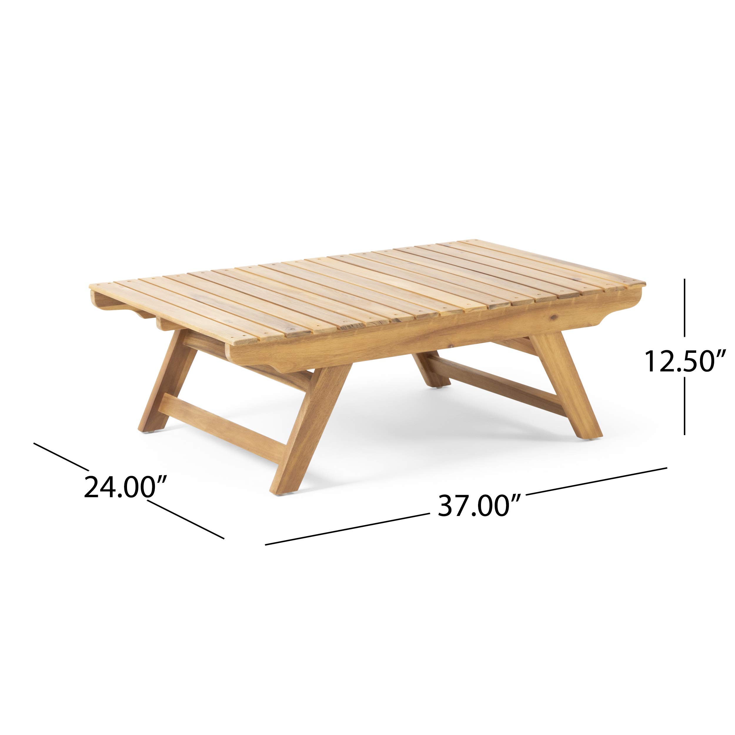 Great Deal Furniture Outdoor Acacia Wood 4 Seater Chat Set, Teak and White