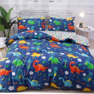 CLOTHKNOW Kids Pillowcases Standard of 2 Boys Dinosaur Pillowcases Standard Size Twin Queen Boys Teen Bed Pillowshams Set of 2 Cartoon Standrad Pillow Covers