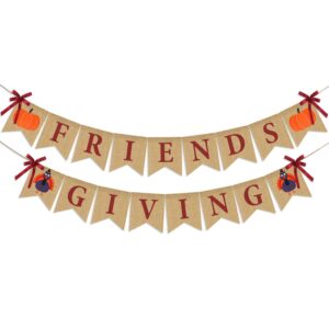 friendsgiving banner burlap | thanksgiving decorations | thanksgiving burlap banner | rustic thanksgiving friends giving turkey pumpkin bunting | thanksgiving party supplies fireplace mantle decor