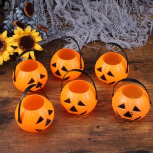 Toyvian 20Pcs Mini Round Pumpkin Bucket Halloween Plastic Pumpkin Candy Pail for Kids Trick or Treat (Random Style Eye Shape), 2.76 x 2.76 x 2.36 inches