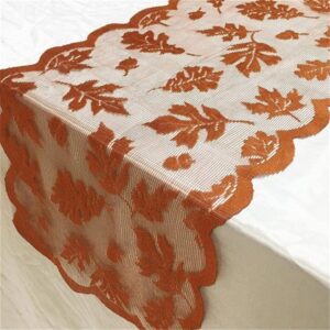 Thanksgiving Table Runner, 13 X 72 Inch Fall Table Runner Thanksgiving Decorations, Maple Leaves Harvest Lace Pumpkin Runner Brow Long Fall Table Line