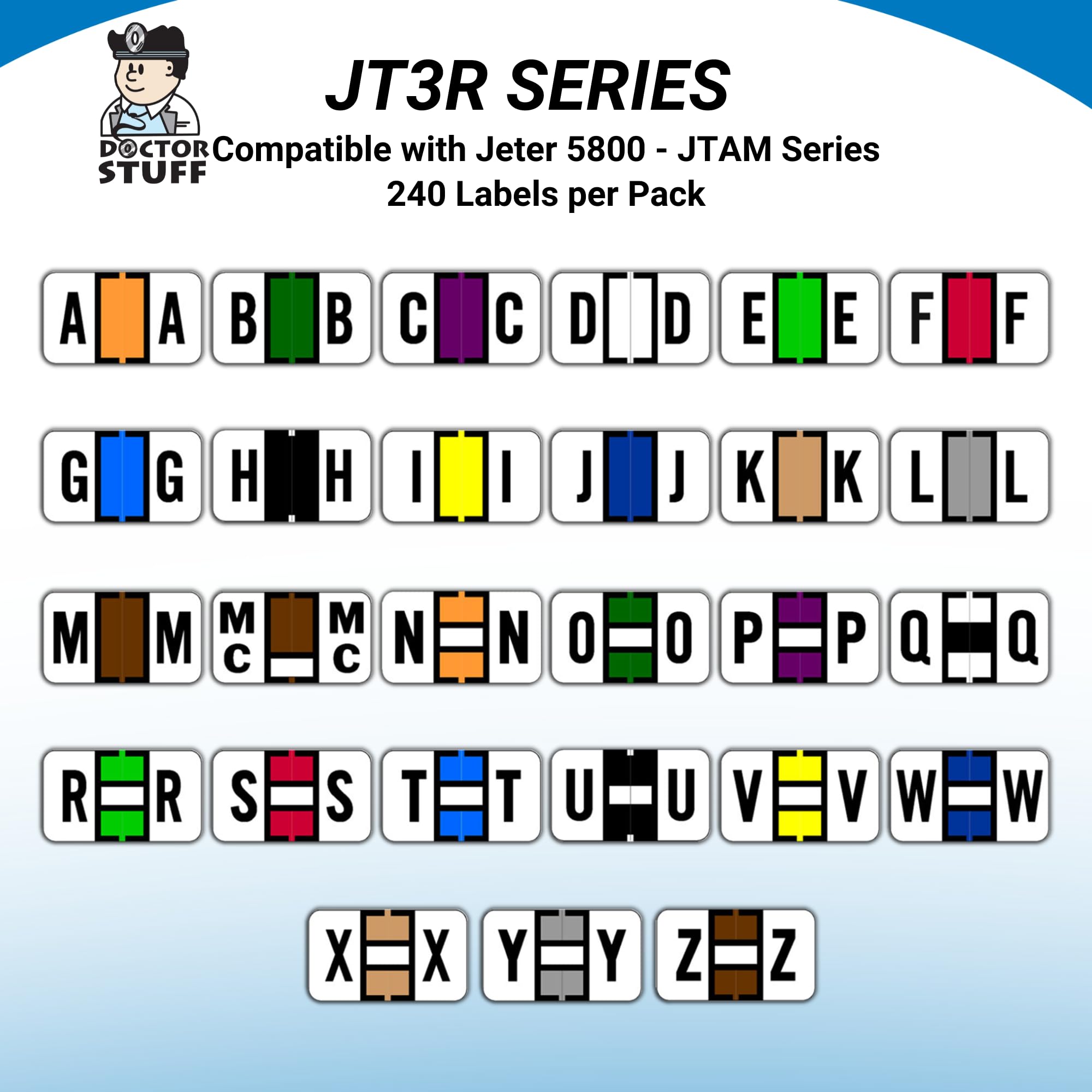 Doctor Stuff - File Folder Labels, Alphabet Letter S, Ringbook Sheets, Jeter 5800 - JTAM Series Compatible Alpha Stickers, Red, 15/16" x 1-5/8", 240 Labels