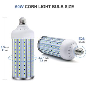 YGS-Tech Super Bright 60W (500W Equivalent 5500Lumen) LED Corn Light Bulb, E26/E27 Medium Base, 6500K Daylight White, for Indoor Large Area Lighting, Garage Factory Warehouse Backyard, Basement.