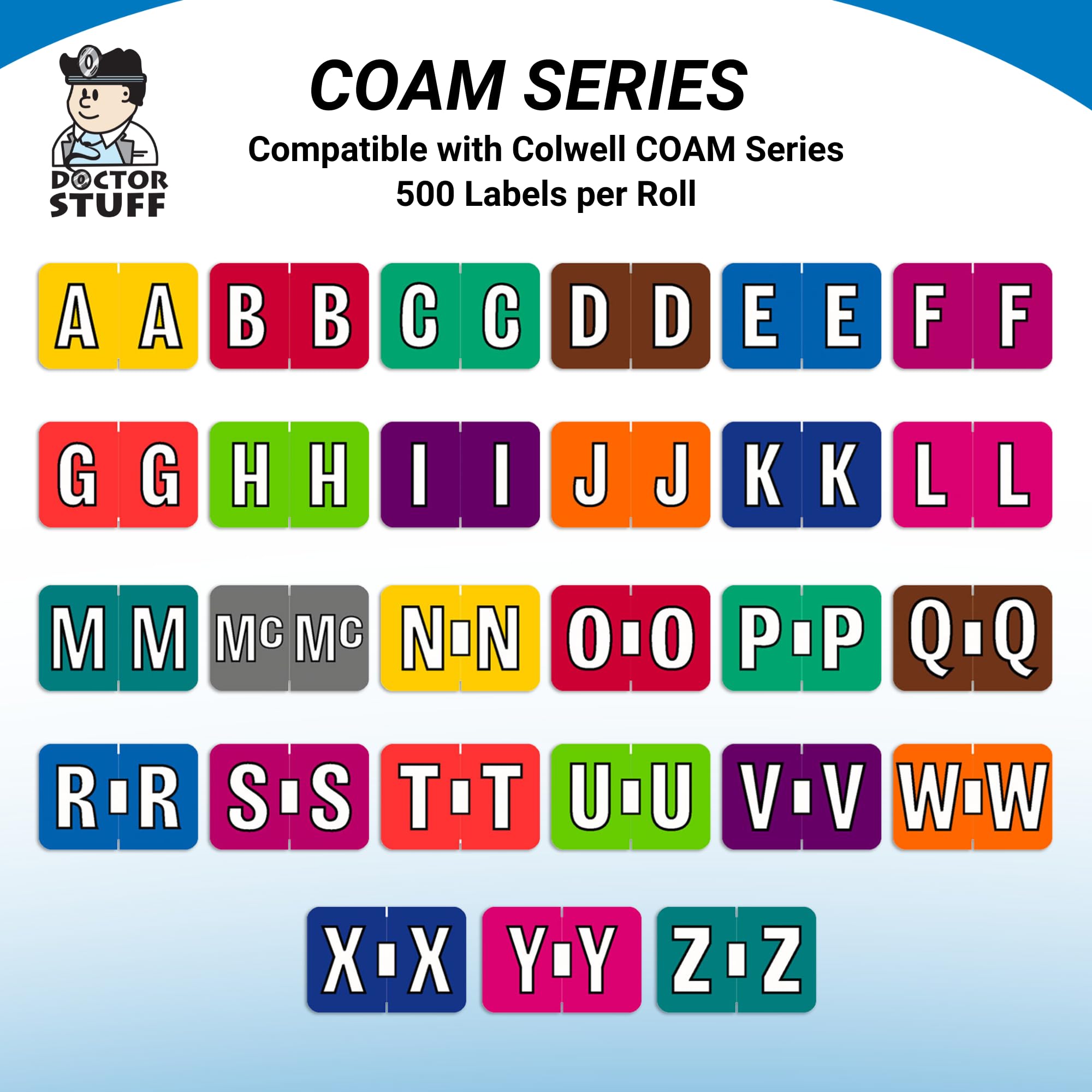 Doctor Stuff - File Folder Labels, Alphabet Letter O, Colwell Jewel Tone - COAM Series Compatible Alpha Stickers, Ruby, 1" x 1-1/2", 500/Roll