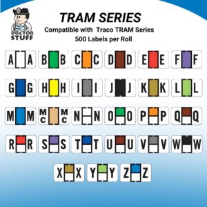 Doctor Stuff - File Folder Labels, Alphabet Letter W, Traco - Tram Series Compatible Alpha Stickers, Black, 15/16" x 1-5/8", 500/Roll