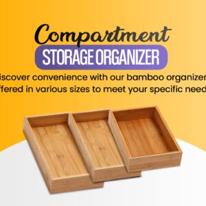 YBM HOME Bamboo Drawer Organizer Storage Box for Kitchen Drawer, Junk Drawer, Office, Bedroom, Children Room, Craft, Sewing, and Bathroom, 2 Pack 10x14x2 inch