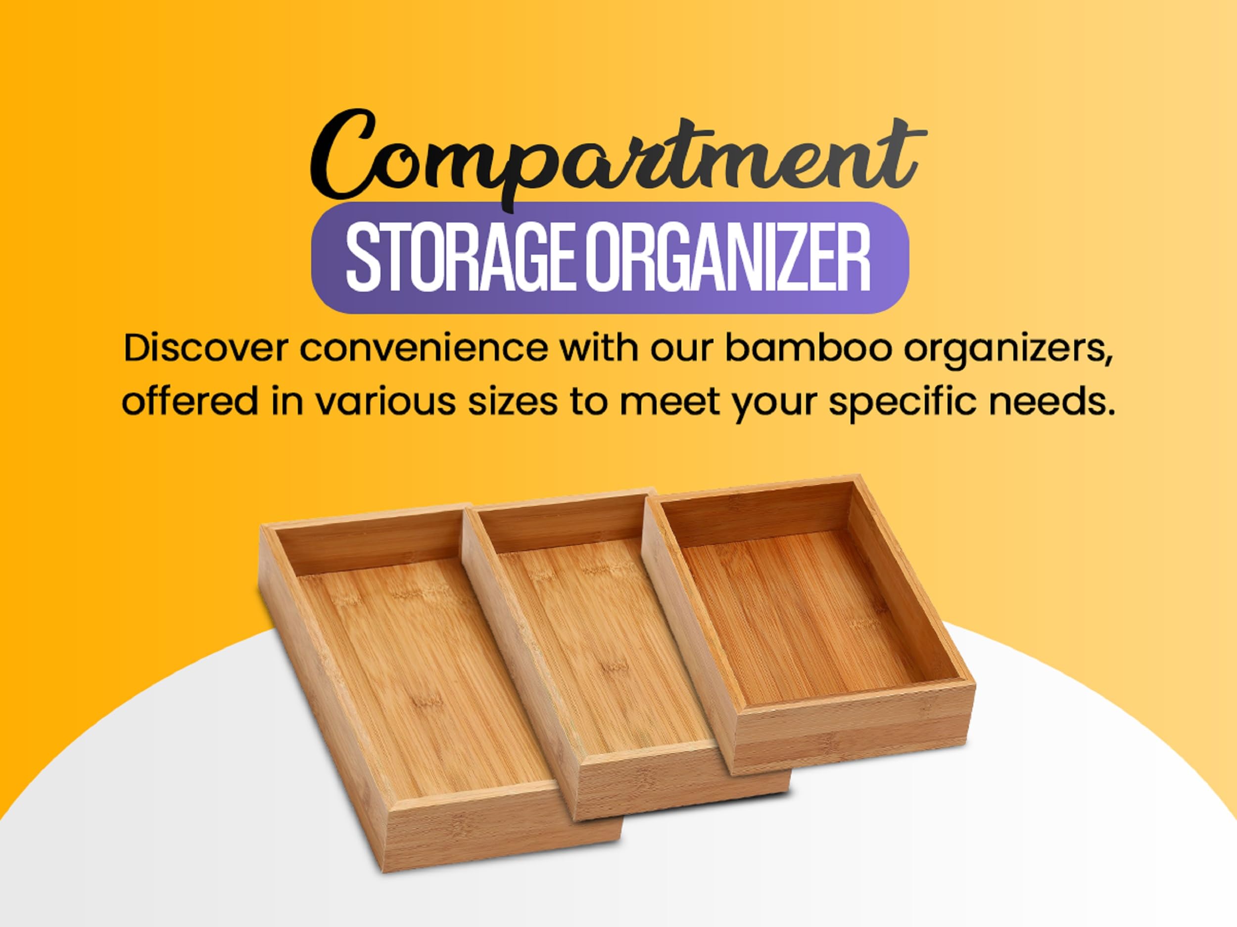 YBM HOME Bamboo Drawer Organizer Storage Box for Kitchen Drawer, Junk Drawer, Office, Bedroom, Children Room, Craft, Sewing, and Bathroom, 2 Pack 10x14x2 inch