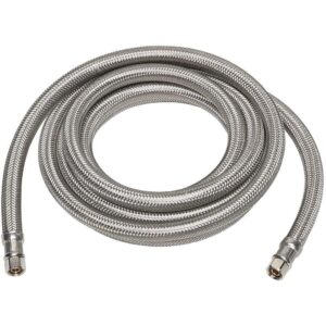 braided stainless steel ice maker water supply hose - 10 ft - universal 1/4" connectors from kelaro