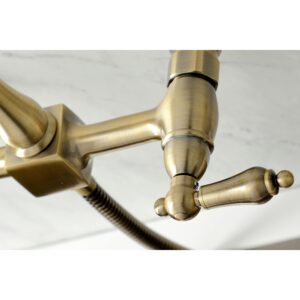 Kingston Brass KS1263ALBS Heritage Bridge Kitchen Faucet, Antique Brass