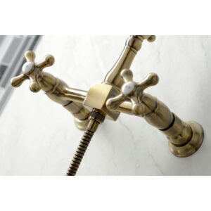 Kingston Brass KS1263AXBS Heritage Bridge Kitchen Faucet, Antique Brass