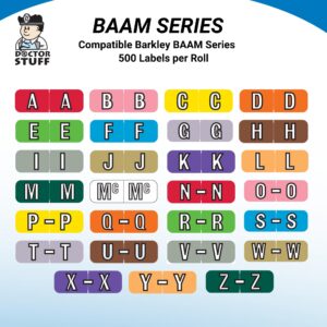 Doctor Stuff - File Folder Labels, Alphabet Letter S, Barkley FABAM - BAAM Series Compatible Alpha Stickers, Blue, 1/2" x 1-1/2", 500/Roll