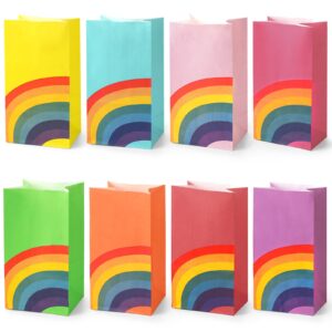 lovestown 36pcs rainbow party favor paper bags, 8 color rainbow goody bag small treat gift bags for candy food kids birthday baby showers weddings party supplies