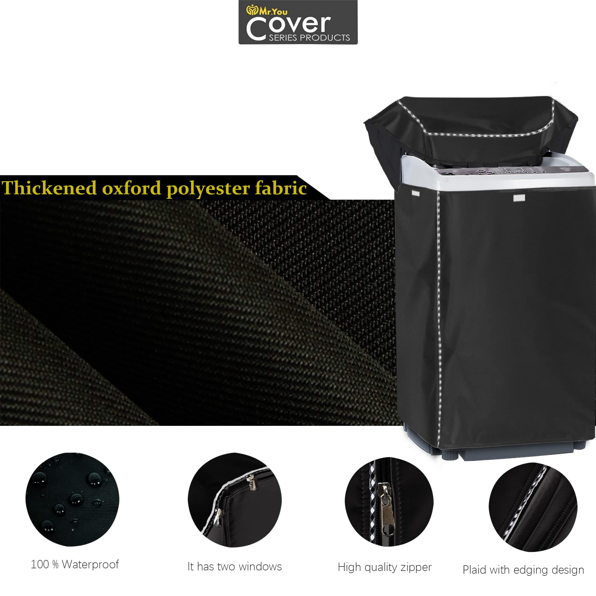 Portable Washing Machine Cover,Top Load Washer Dryer Cover,Waterproof Full-Automatic/Wheel Washing Machine Cover(23"24"36"inches, Black)