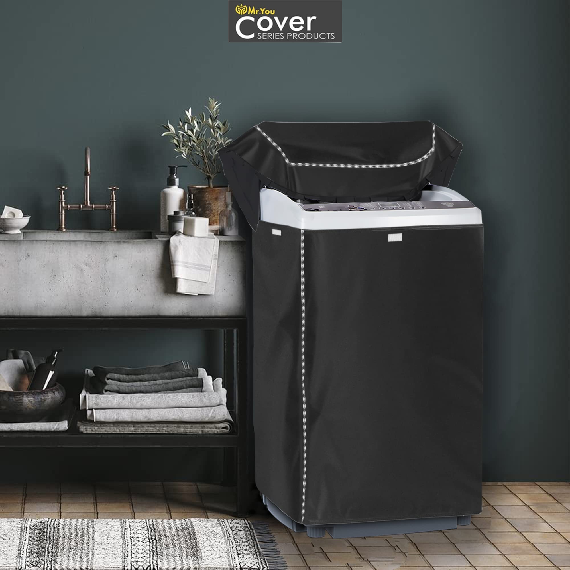 Portable Washing Machine Cover,Top Load Washer Dryer Cover,Waterproof Full-Automatic/Wheel Washing Machine Cover(23"24"36"inches, Black)