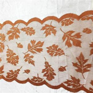 Thanksgiving Table Runner, 13 X 72 Inch Fall Table Runner Thanksgiving Decorations, Maple Leaves Harvest Lace Pumpkin Runner Brow Long Fall Table Line