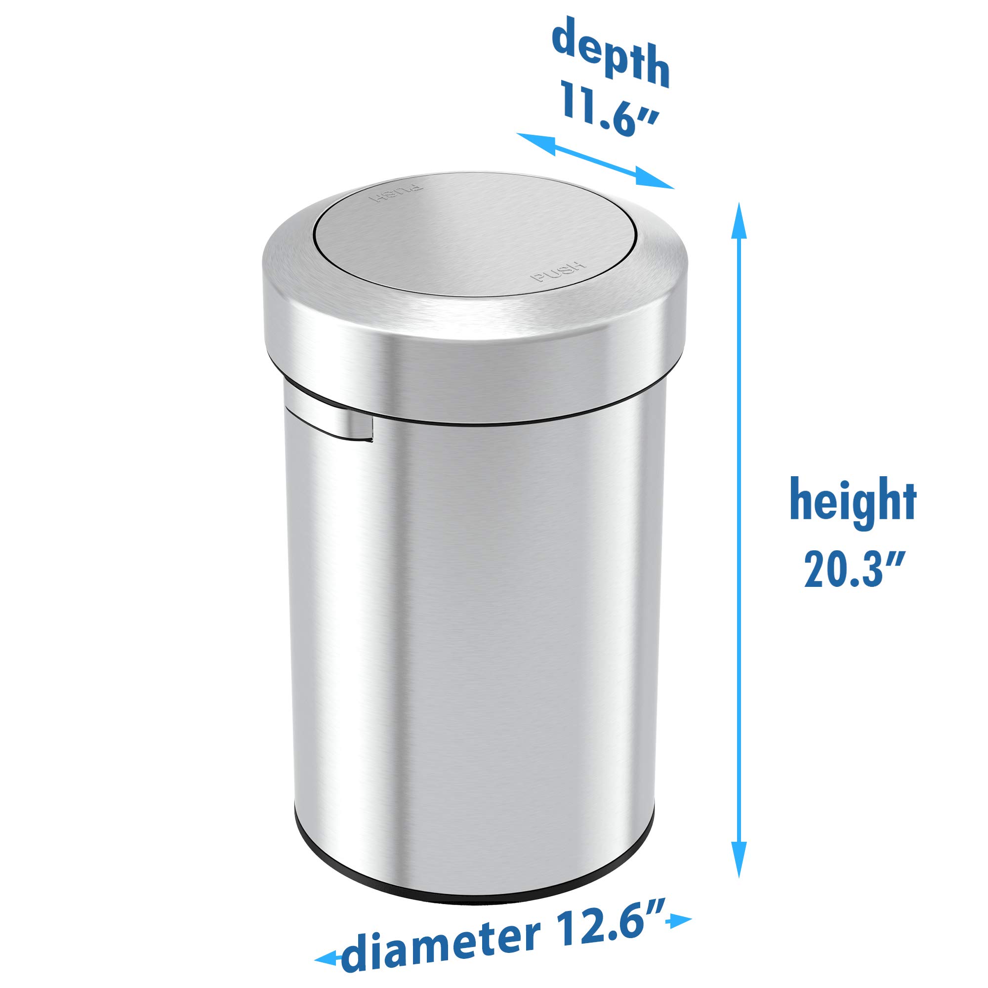 iTouchless Titan 17 Gallon Swing Open Trash Can, Stainless Steel Self-Balance Flip Top Lid Commercial Grade 64 Liter Garbage Can is Perfect for Business, Restaurant, Office and Kitchen