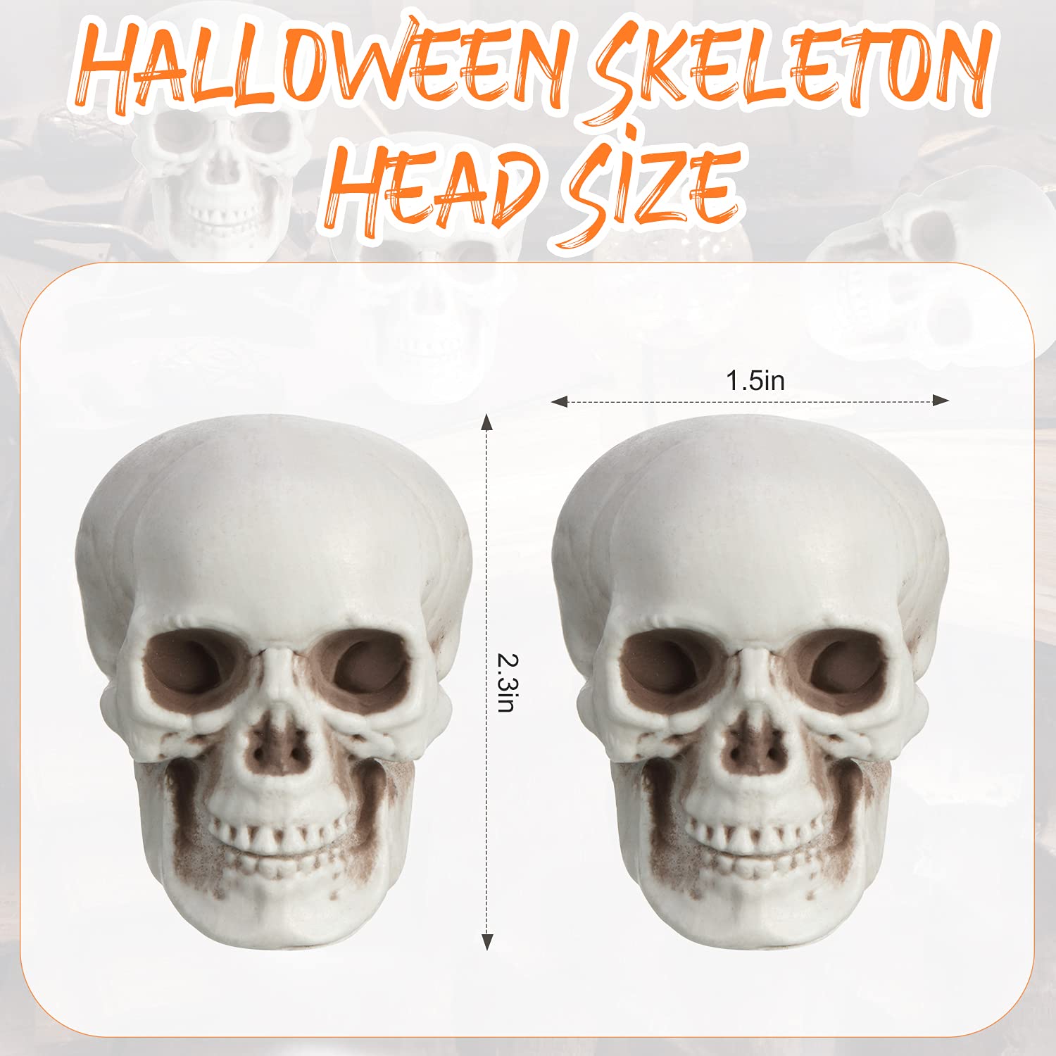 Boao 10 Pieces Halloween Skeleton Head Small Mini Skulls for Halloween Party, Halloween Decor Props, Table Decor