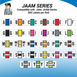 Doctor Stuff - File Folder Labels, Alphabet Letter S, Jeter 0200 - JAAM Series Compatible Alpha Stickers, Black, 15/16" x 1-5/8", 500/Roll