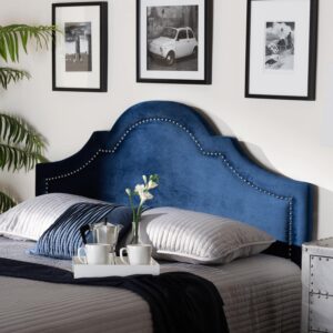 Baxton Studio Rita Modern and Contemporary Navy Blue Velvet Fabric Upholstered Queen Size Headboard