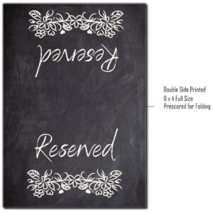 15 Reserved Signs for Tables Wedding Reception | Reserved Table Cards | Table Setting Cards |Vintage Chalk Design | 4 x 6 Double Sided Print | Party Events