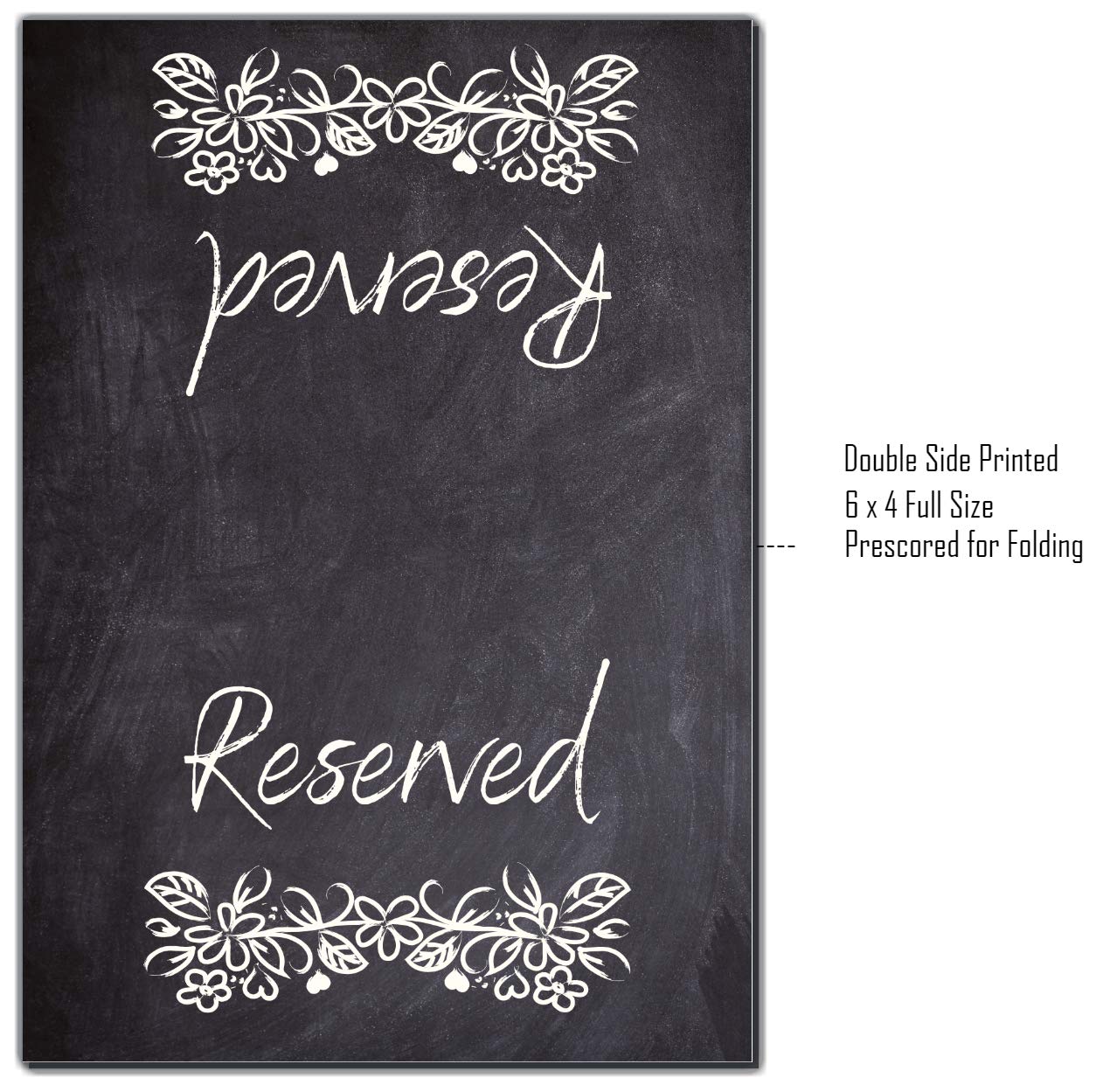 15 Reserved Signs for Tables Wedding Reception | Reserved Table Cards | Table Setting Cards |Vintage Chalk Design | 4 x 6 Double Sided Print | Party Events