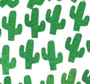 glitter green cacti confetti decoration for fiesta engagement,wedding, bridal shower, bachelorette party decorations,100pcs/pack (green cacti)