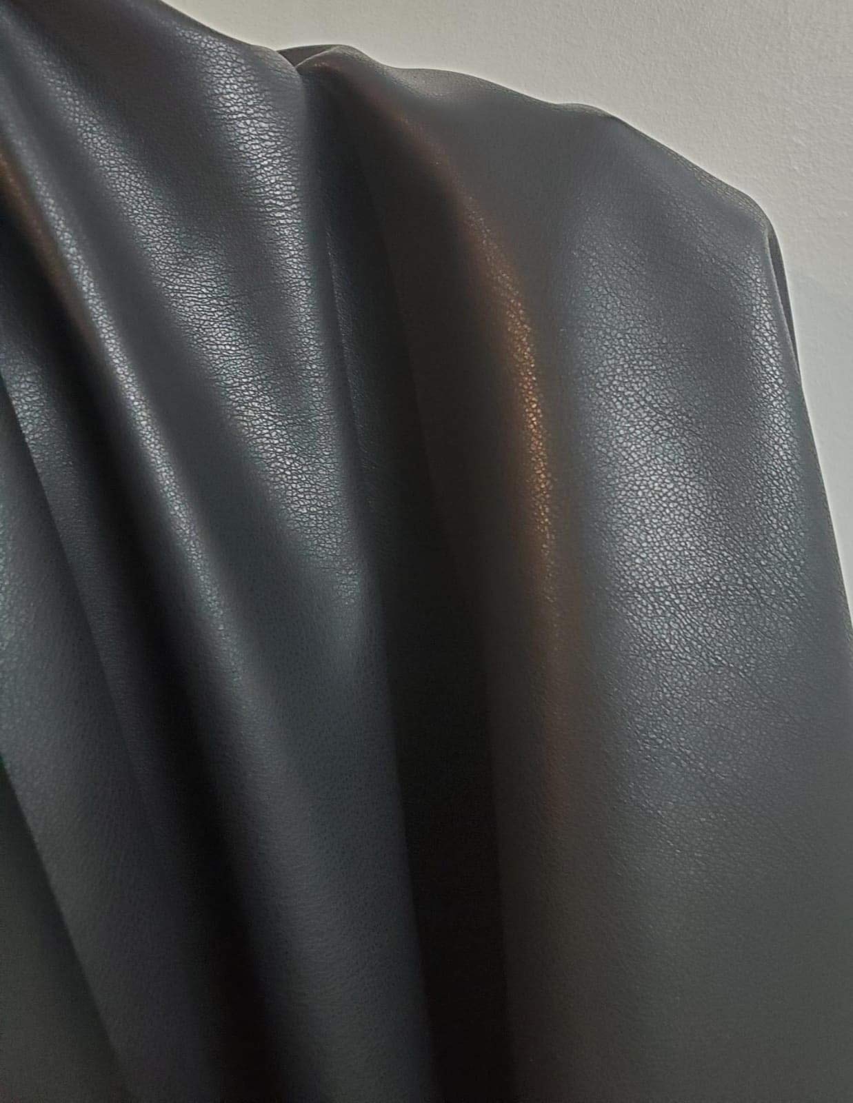 NAT Leathers™ | Black Garment Weight Thin Faux (Peta-Approved Vegan) Leather Synthetic Pleather 0.7 mm Stretch 1 Yard 52 x 36 inches Soft Smooth for Garments, Pants, Skirts Shirts 0.7 mm