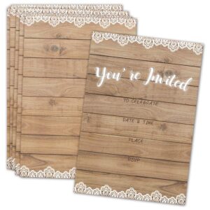 ukebobo wedding invitations with envelopes – farmhouse rustic invitation for wedding couple,bridal shower, engagement – 30 cards with envelopes