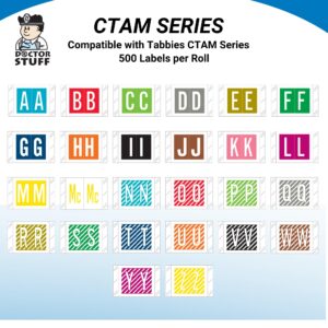 Doctor Stuff - File Folder Labels, Alphabet Letter M, Barkley FASTM - CTAM Series Compatible Alpha Stickers, Yellow, 1" x 1-1/2", 500/Roll