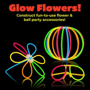 PartySticks Moondance Glow Sticks and Connectors - 40pk Glow in The Dark Party Favors with 16 Glow Sticks Party Decorations and 24 Connectors for Light Up Glasses, Glow Necklaces, Glow Bracelets