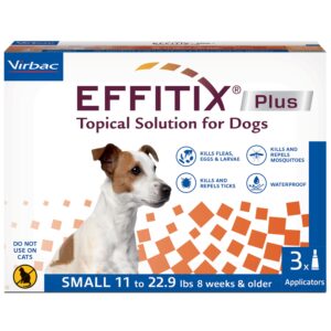 effitix plus topical solution for dogs - flea and tick for small dogs (11-22.9lbs), 3 doses, waterproof topical prevention (by virbac)