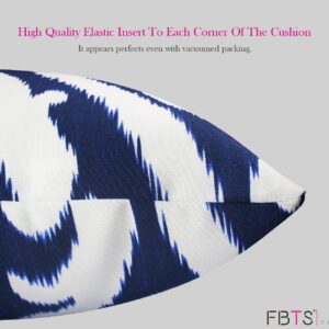 FBTS Prime Pack of 2 Outdoor Waterproof Decorative Throw Pillows with Inserts for Patio Furniture, 18x18 Inch Square Fade Resistant Patio Garden Cushions for Couch Bed Sofa, Paisley Navy