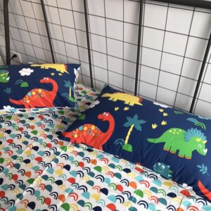 CLOTHKNOW Kids Pillowcases Standard of 2 Boys Dinosaur Pillowcases Standard Size Twin Queen Boys Teen Bed Pillowshams Set of 2 Cartoon Standrad Pillow Covers