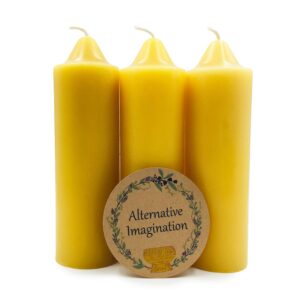 3 pack emergency candles made from pure beeswax. slow burn time for hurricanes, power outages, and more.