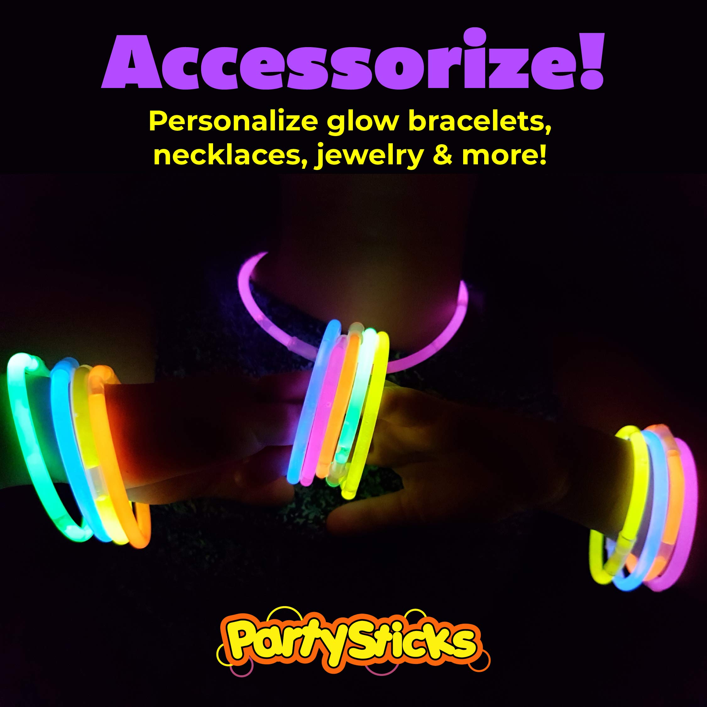 PartySticks Moondance Glow Sticks and Connectors - 40pk Glow in The Dark Party Favors with 16 Glow Sticks Party Decorations and 24 Connectors for Light Up Glasses, Glow Necklaces, Glow Bracelets