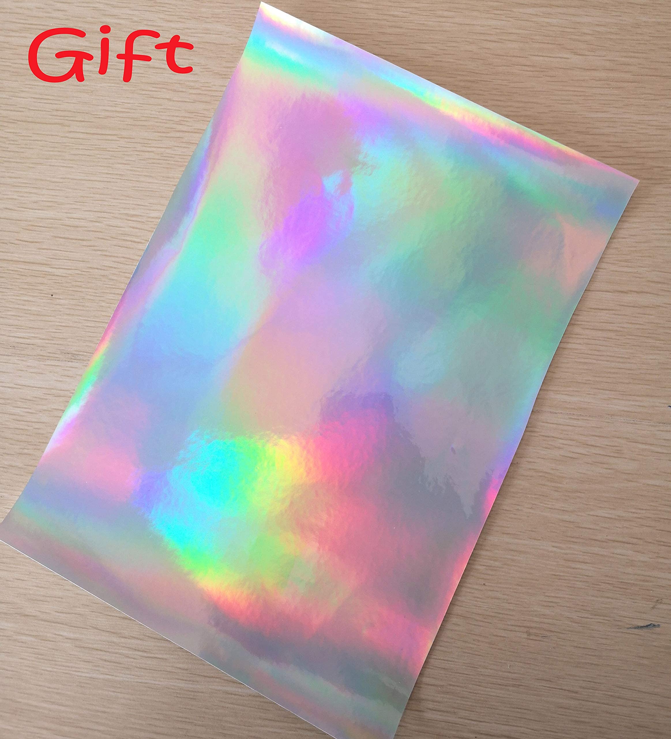 Transparent Iridescent PVC Sheet Cosplay Performance Accessories Holographic Waterproof Synthetic Leather for Party Decoration 0.1mm Thick 11.8X47"