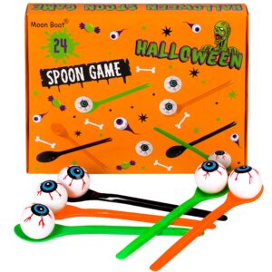 24 Packs Halloween Game Eyeball Spoon Relay Race Toy Set- Indoor Outdoor Party Supplies Decorations