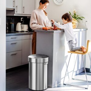 iTouchless Titan 17 Gallon Swing Open Trash Can, Stainless Steel Self-Balance Flip Top Lid Commercial Grade 64 Liter Garbage Can is Perfect for Business, Restaurant, Office and Kitchen