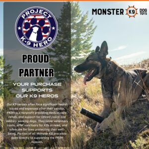 Monster K9 Indestructible Chew Stick - Lifetime Replacement - Medium & Large Breeds - Ultra Durable for Aggressive Chewers - Chew, Tug, & Fetch Dog Toy - Made in USA - 9in. x 1.75in.