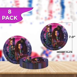 Unique Disney Descendants 3 Party Bundle, Dinner & Dessert Plates, Luncheon Napkins, Table Cover, Great for Fantasy Themed Celebrations, Birthday Bash, Halloween Parties